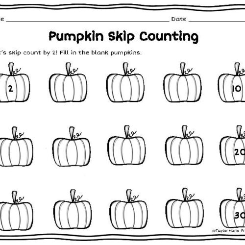 Pumpkin Skip Counting by 2, 3, 5, 10 Worksheets - Classful