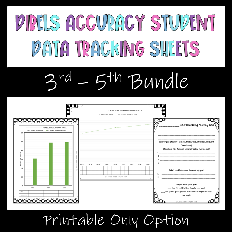 DIBELS Reading Accuracy Student Data Tracking Bundle- 3 - 5 Printable ...
