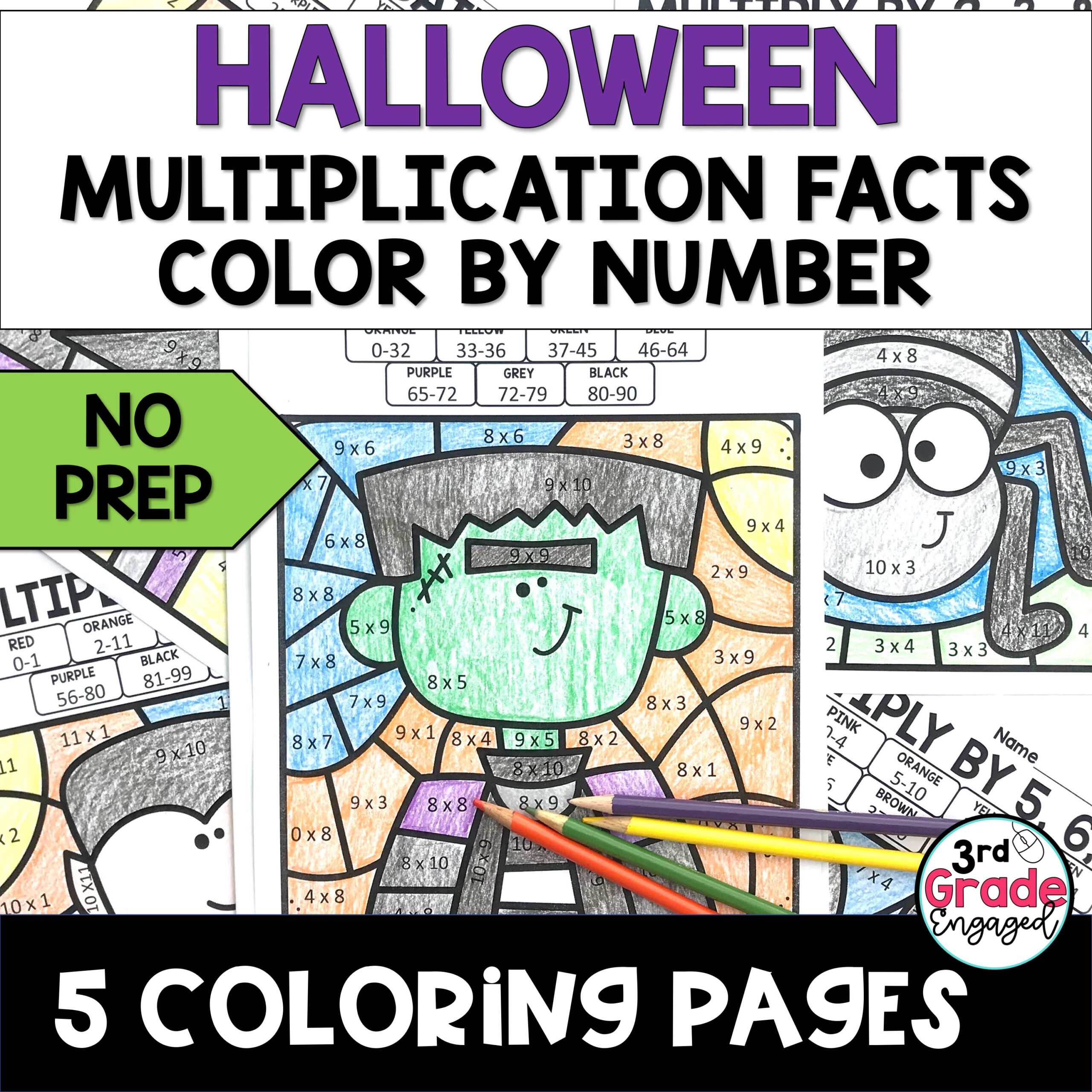 Halloween Coloring Pages Multiplication Practice