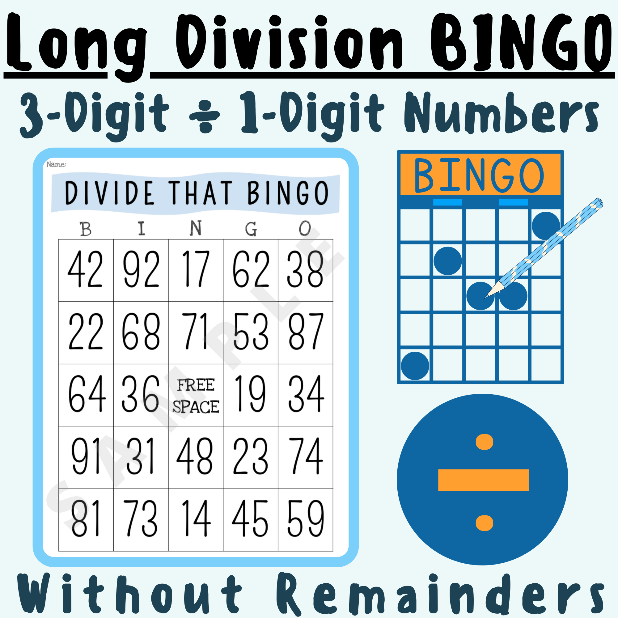 Long Division Dividing Equal Groups No Remainders 1 Digit Divisors 