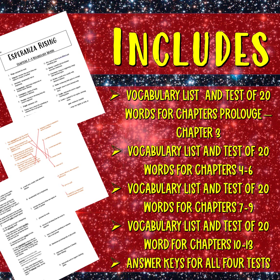 Esperanza Rising -- Vocabulary Lists and Quizzes - Classful
