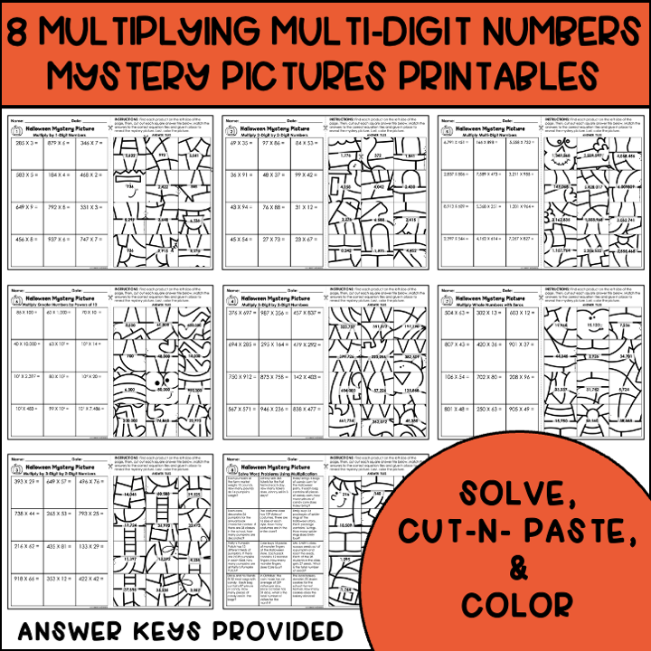 Halloween Mystery Pictures | Multiply Multi-Digit Numbers |Secret ...