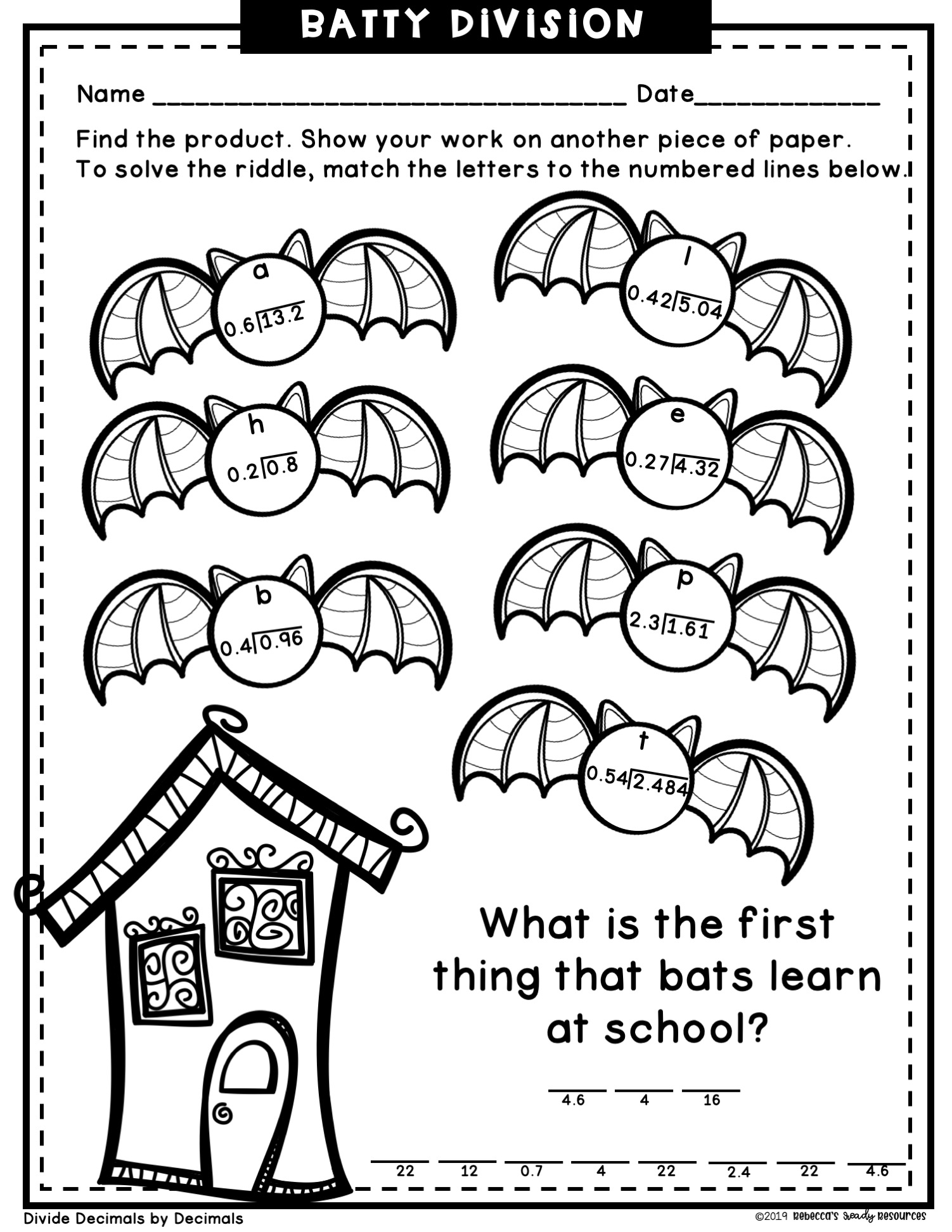 Halloween Math Riddles | Decimals - Classful