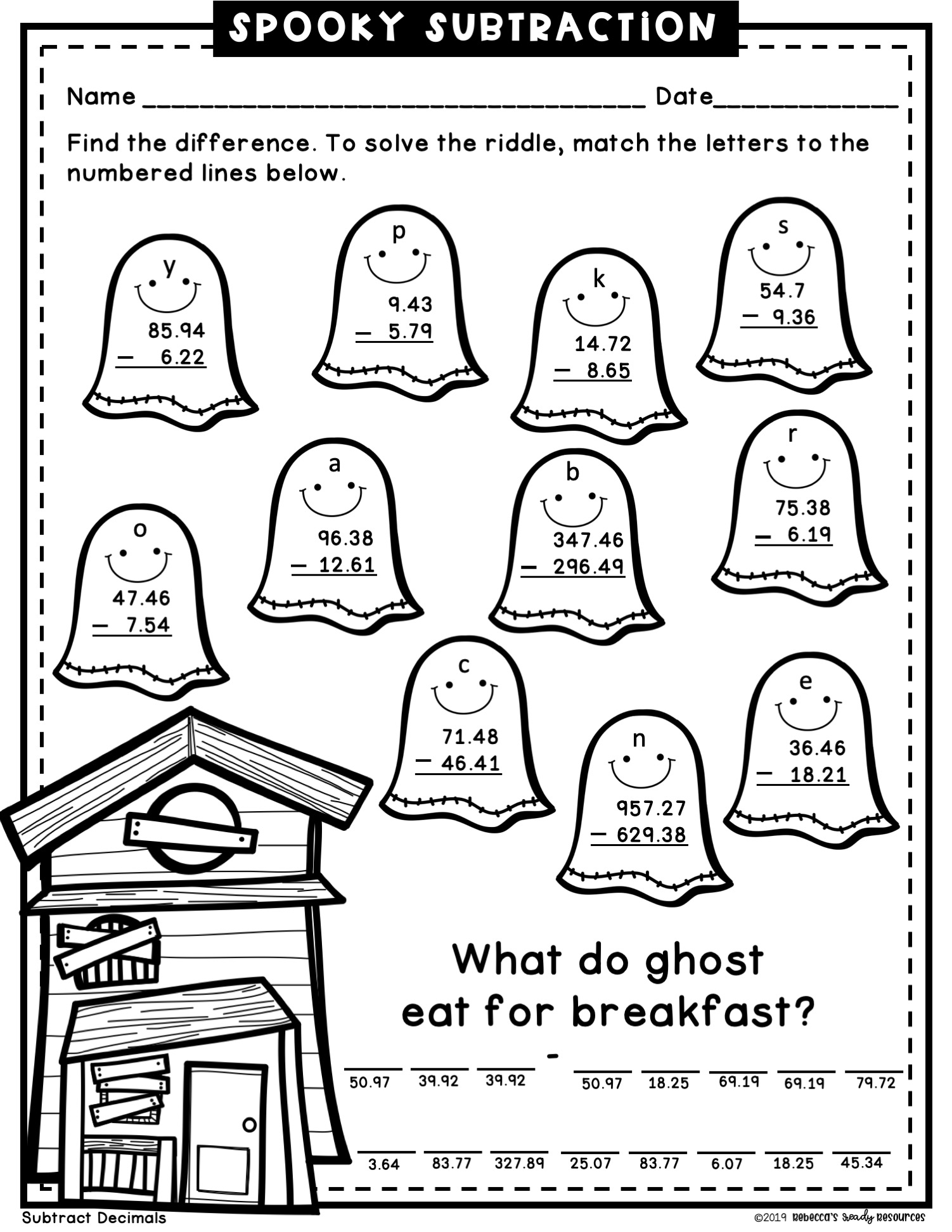 Halloween Math Riddles | Decimals - Classful