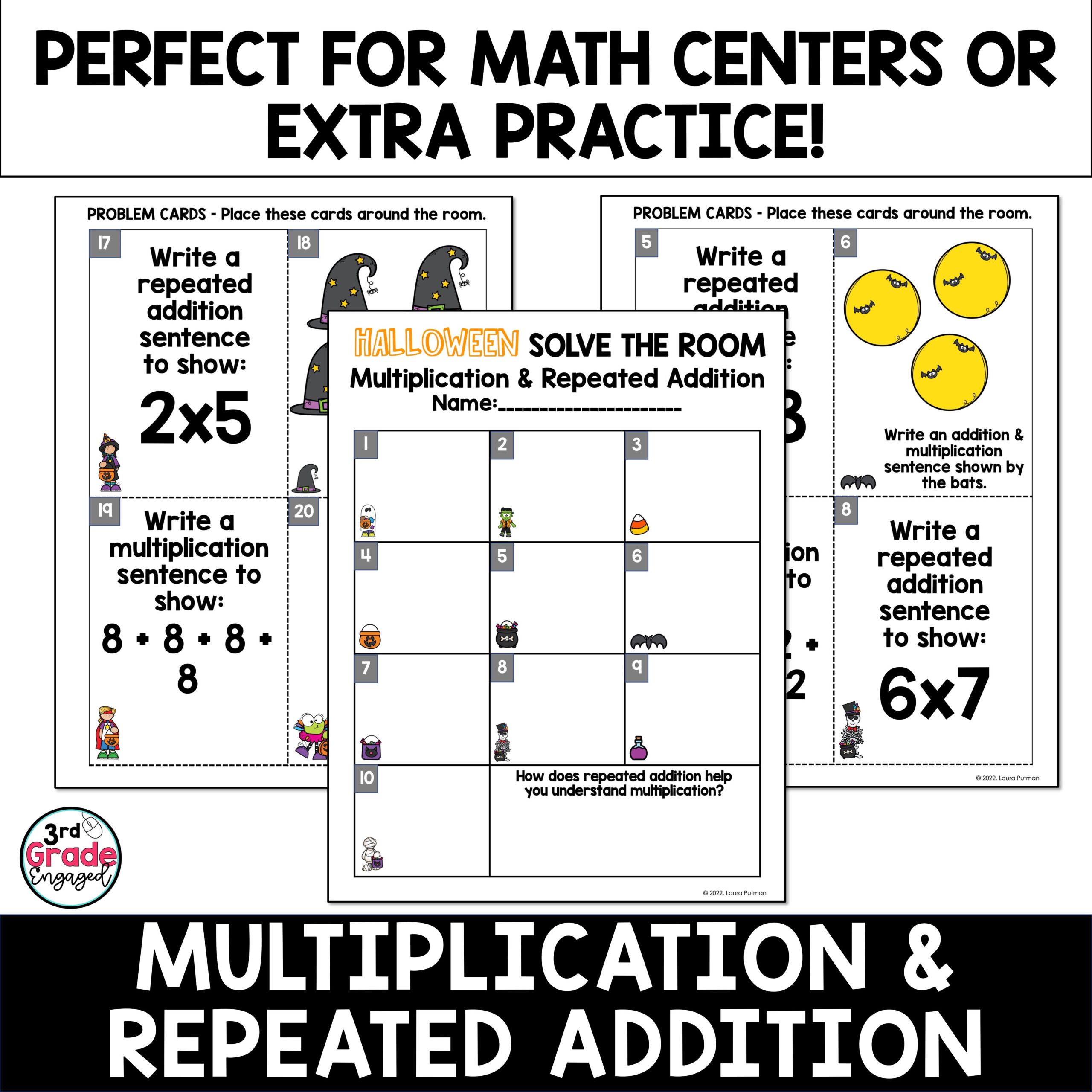 Halloween Multiplication and Repeated Addition Solve the Room Math ...