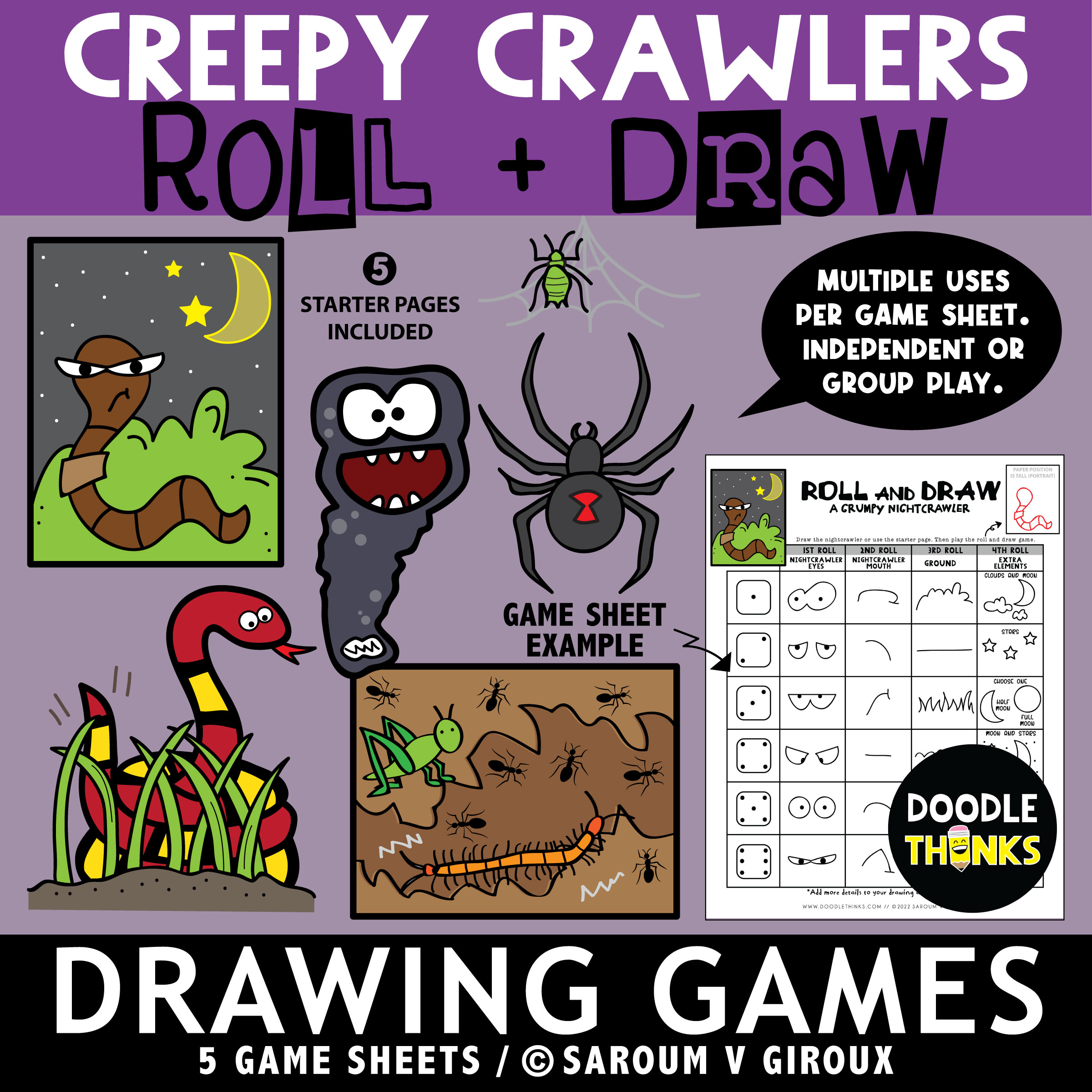 Creepy Crawlers Roll and Draw Game Sheets | NO PREP Drawing Activities ...