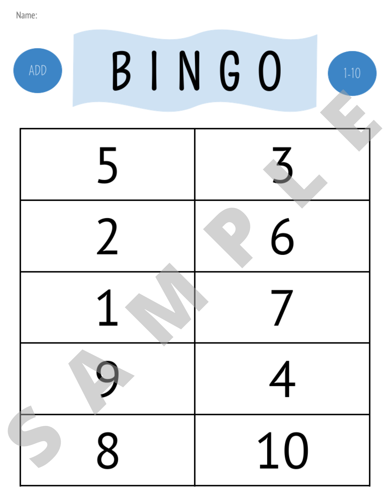 Adding Single-Digit and One-Digit Numbers Within 10 (1-10) Fun BINGO ...