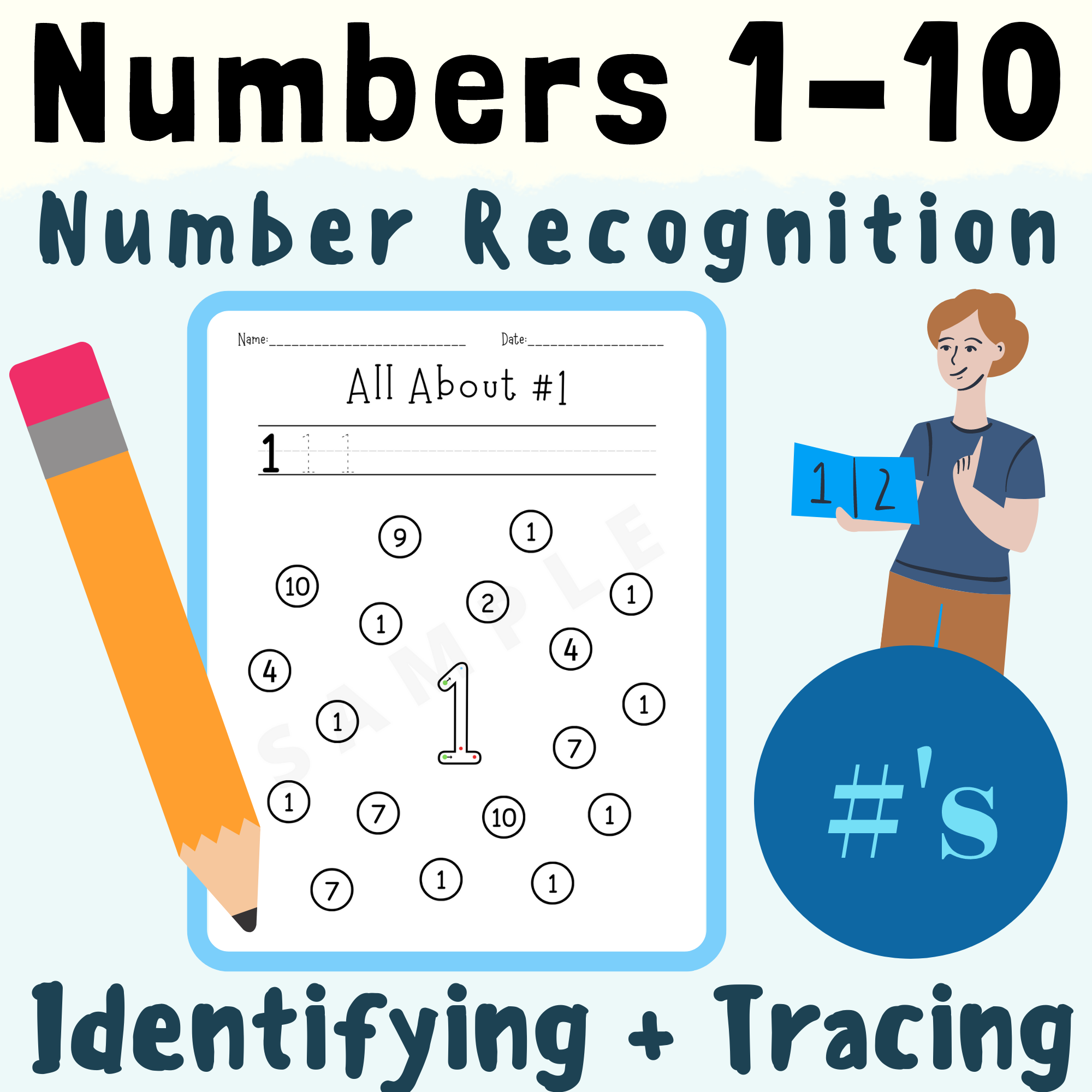 Number Recognition and Identifying Numbers 1-10- Tracing, Coloring, and ...