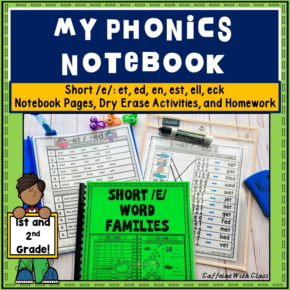 Short E Notebook and Phonics Activity Sheets - Classful
