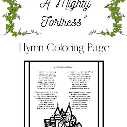 Hymn Coloring Sheet - A Mighty Fortress - Classful