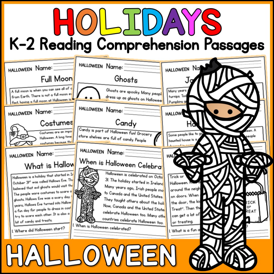 Halloween Holidays Reading Comprehension Passages K-2 - Classful