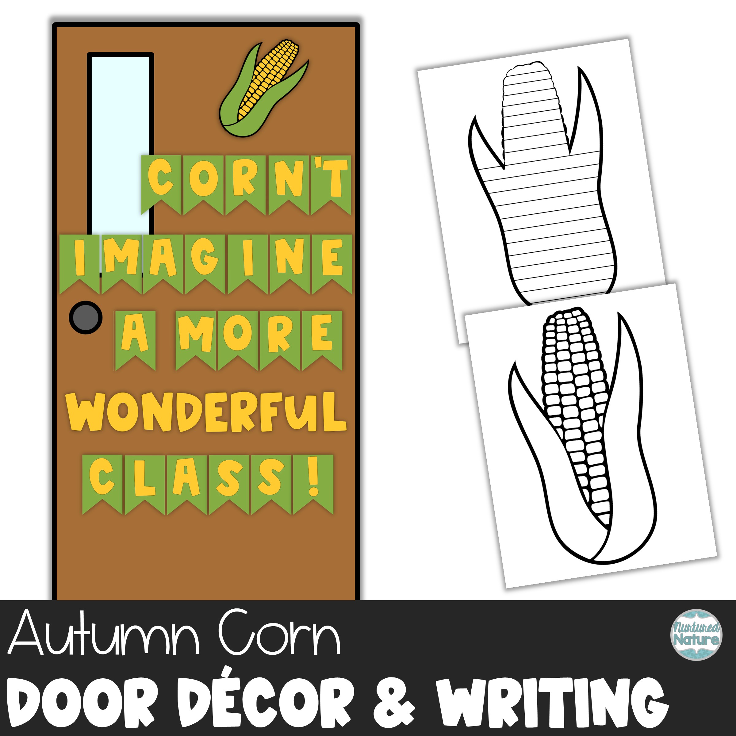 Fall Door Decoration or Bulletin Board - Autumn Corn Theme with Writing ...