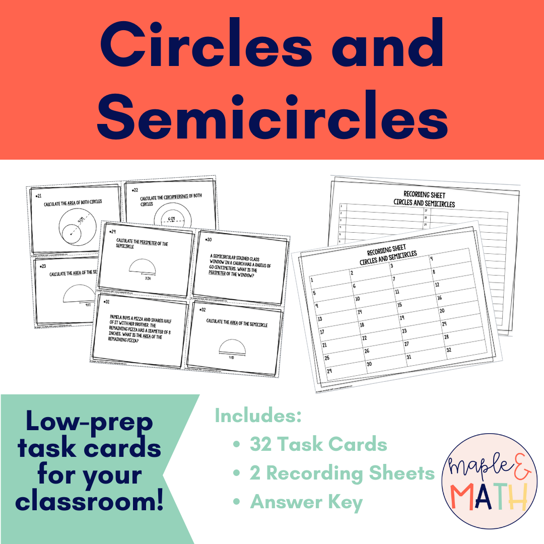 Circles and Semicircles Task Cards (Now Includes Digital Version ...
