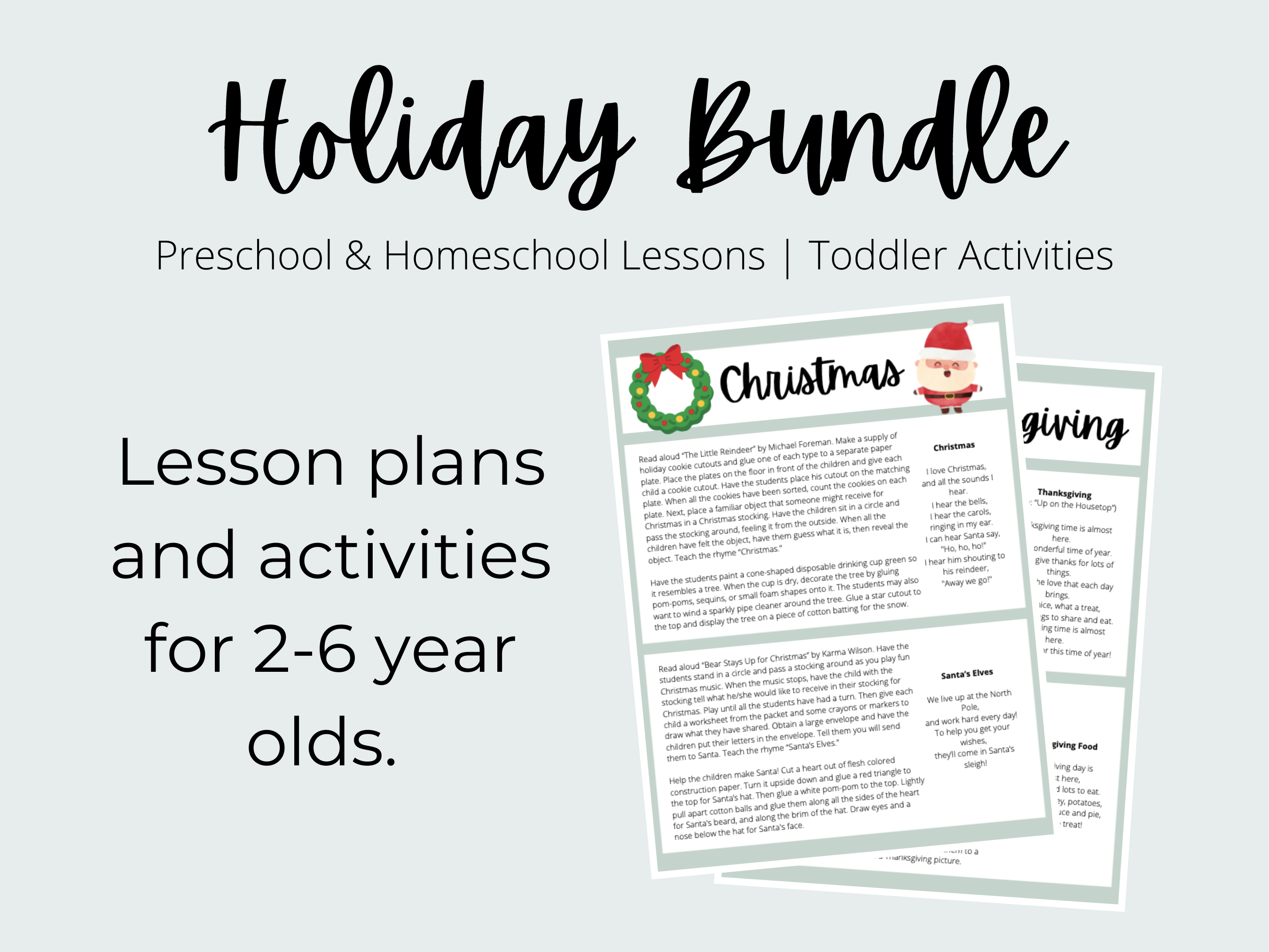 Holiday Theme Bundle Preschool Curriculum Printable | Homeschool Lesson ...