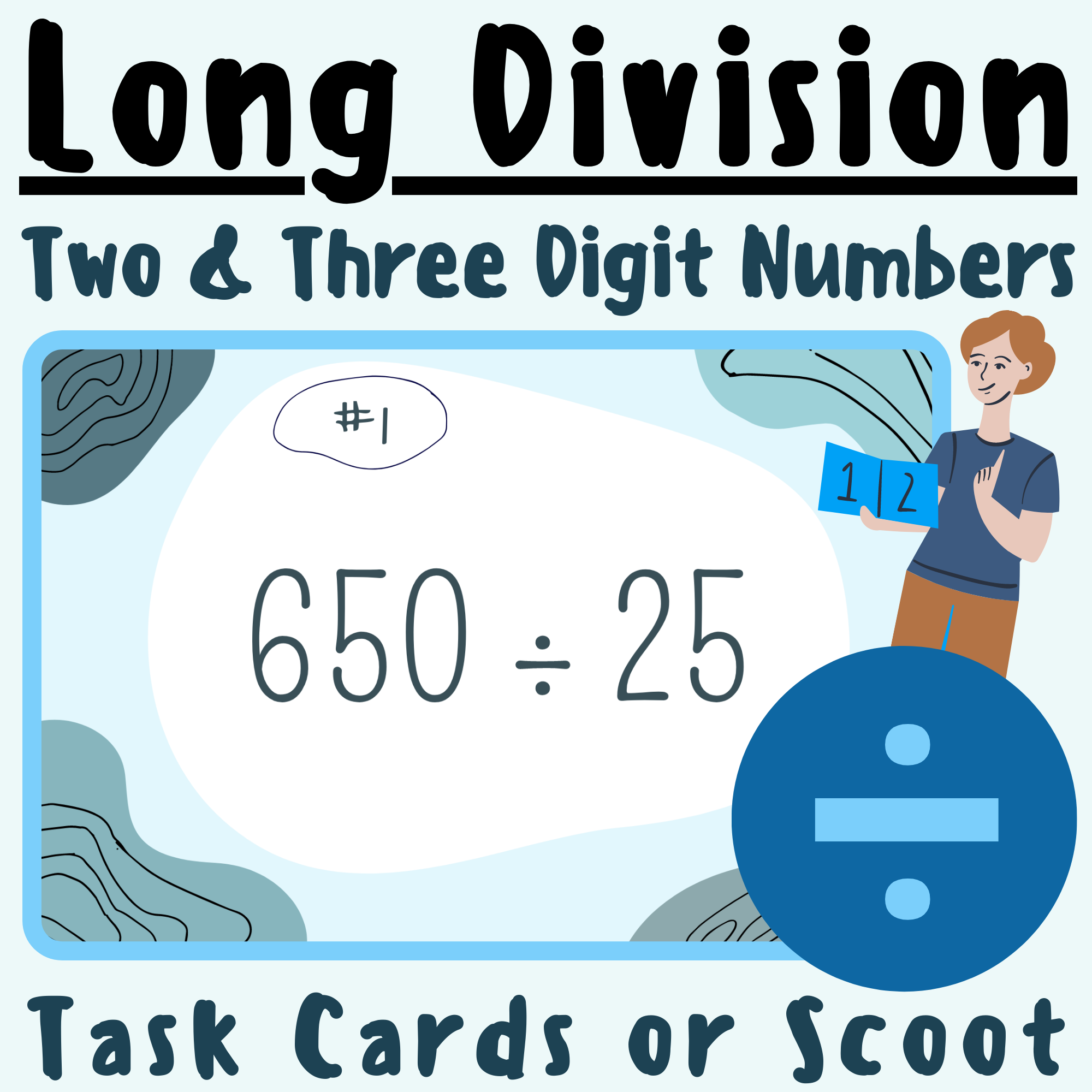 Long Division Dividing Equal Groups No Remainders Fun Task Cards Or