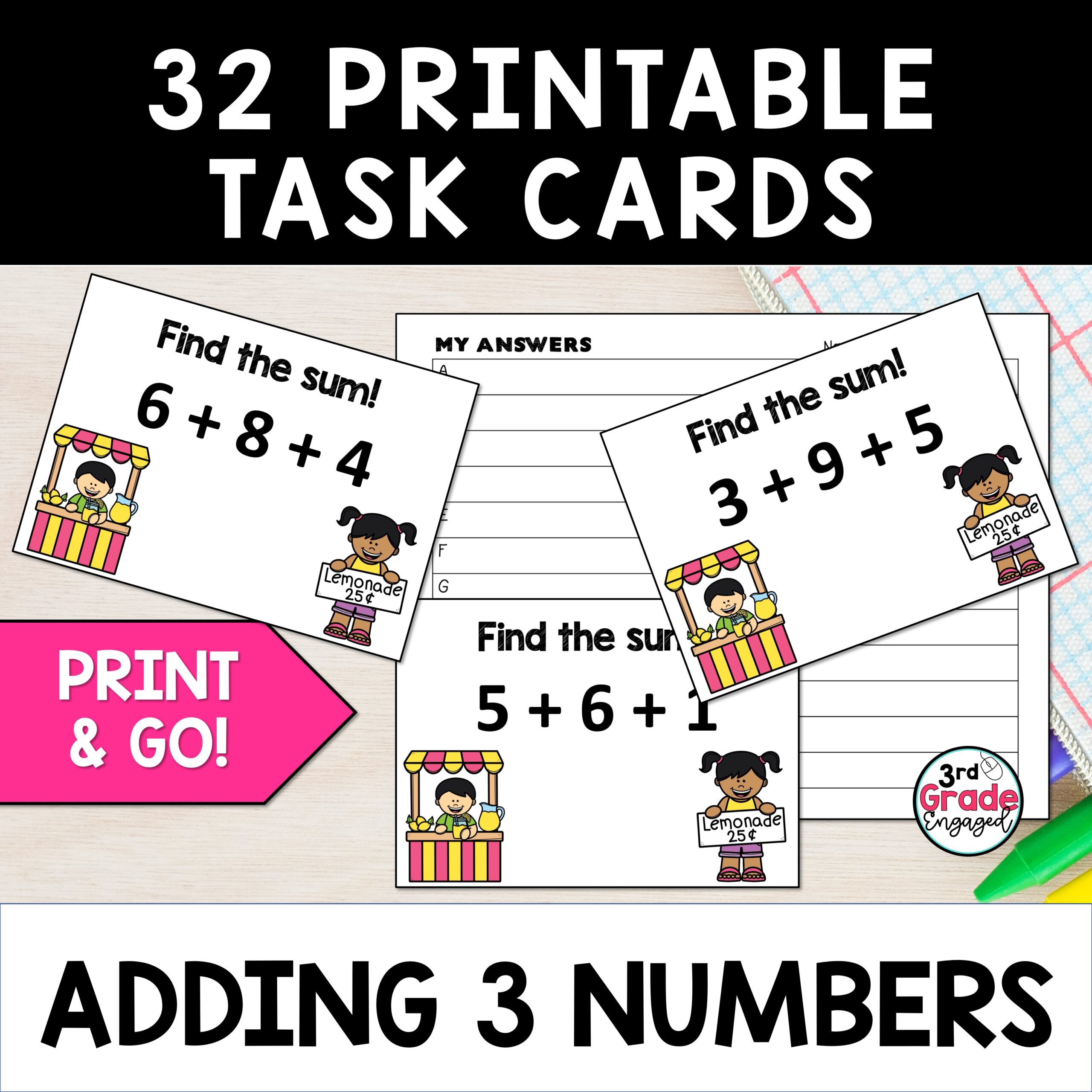 Adding 3 One Digit Numbers Printable And Digital Addition Task Cards Adding 3 One Digit Numbers Printable And Digital Addition Task Cards