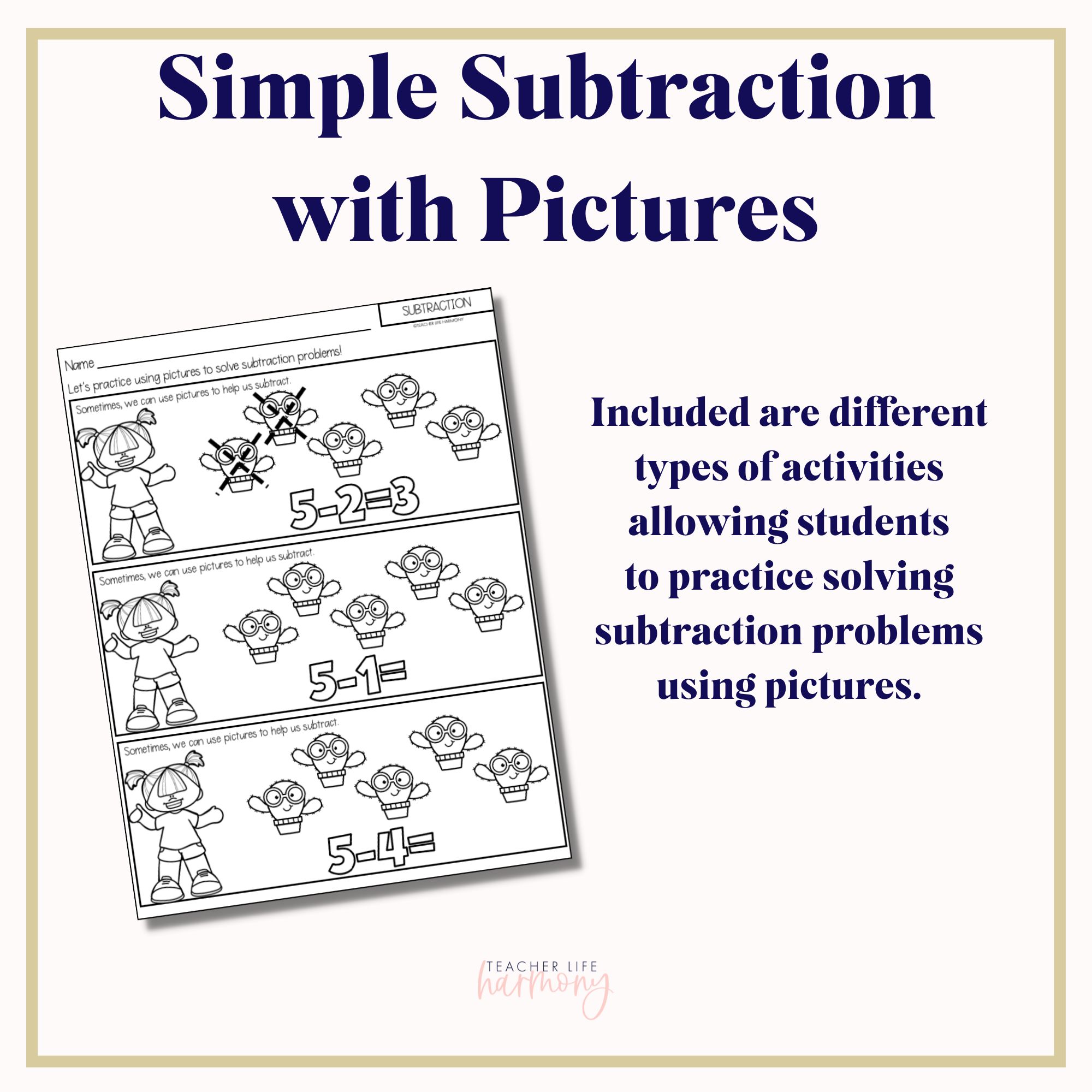 Simple Subtraction with Pictures - Classful