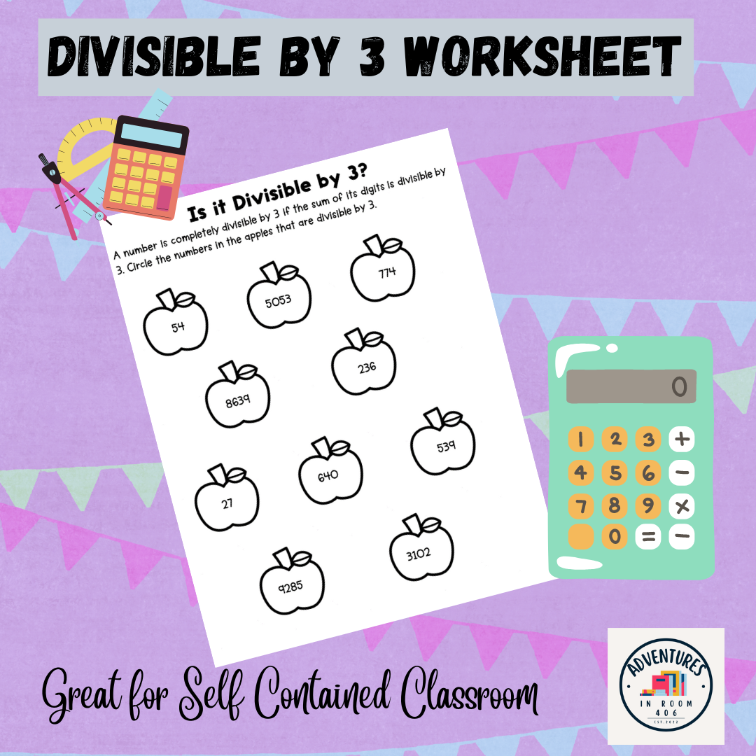 Divisible by 3 Worksheet | Self Contained | Middle School Math
