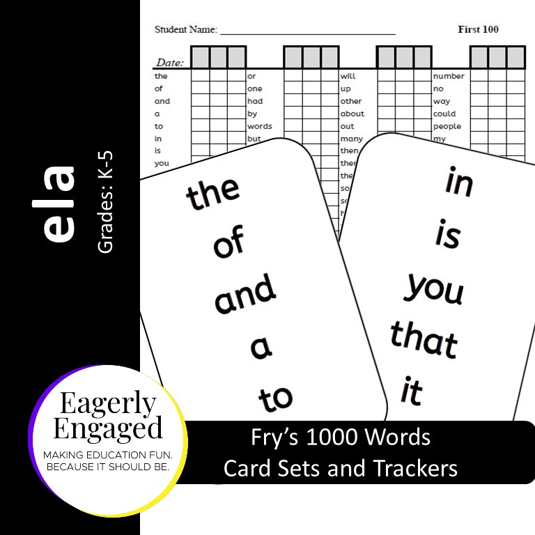 Fry's 1000 Words - Card Sets and Trackers - Classful
