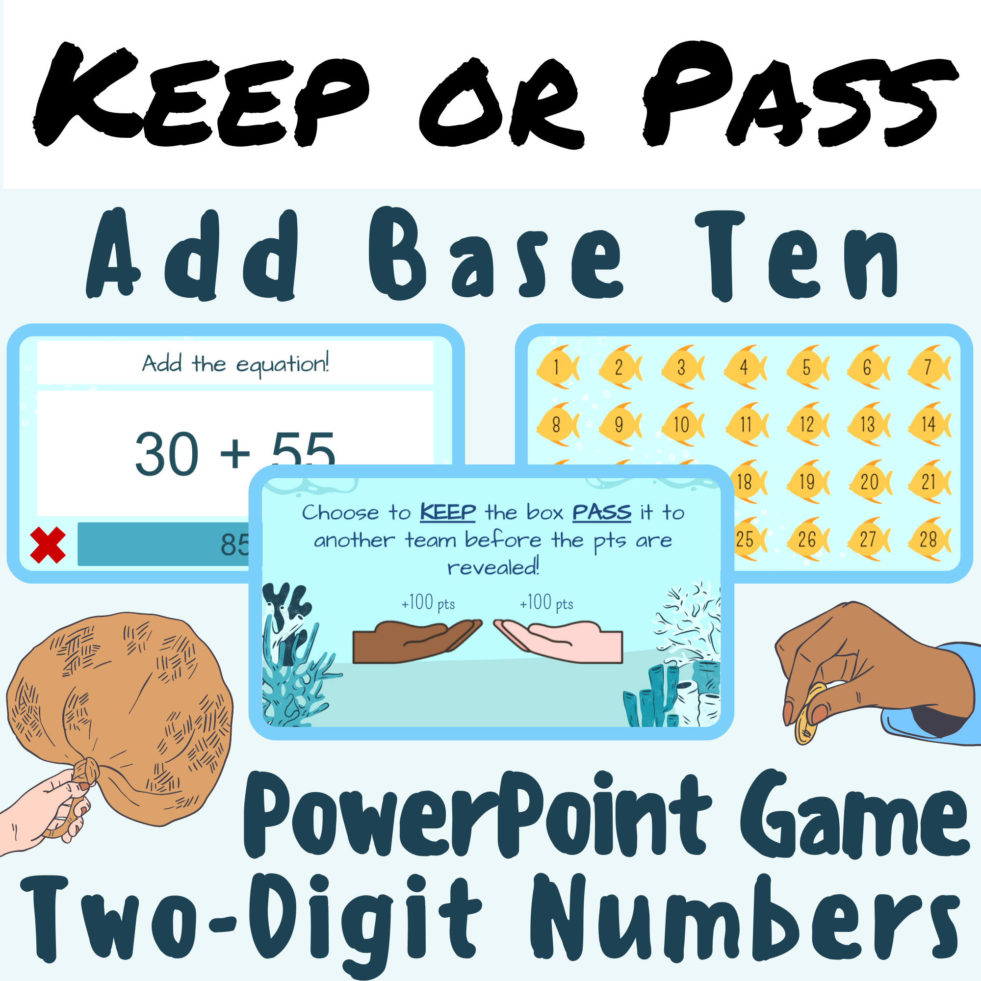 Adding With Base Ten Two Digit Numbers Place Value Fun Keep Or Pass 