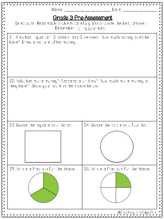 3rd Grade Beginning of Year Math Assessment - Classful