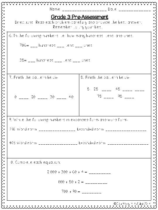 3rd Grade Beginning of Year Math Assessment - Classful