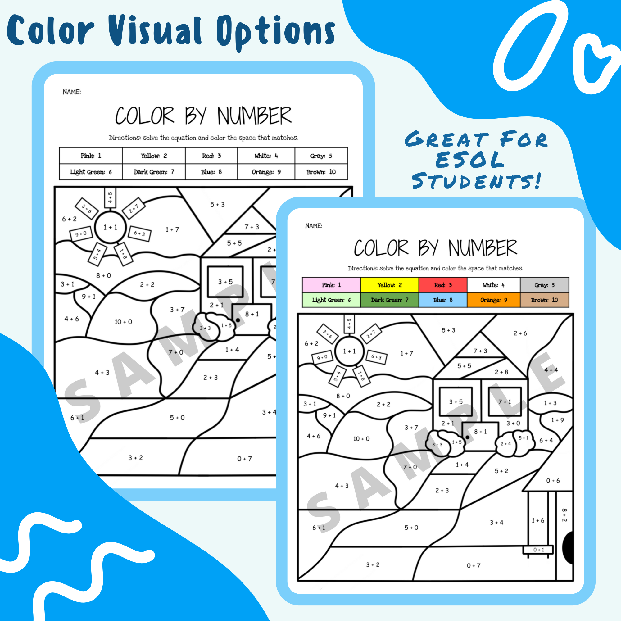 Adding One-Digit/Single-Digit Numbers Within 10 (1-10) Fun Math Color ...