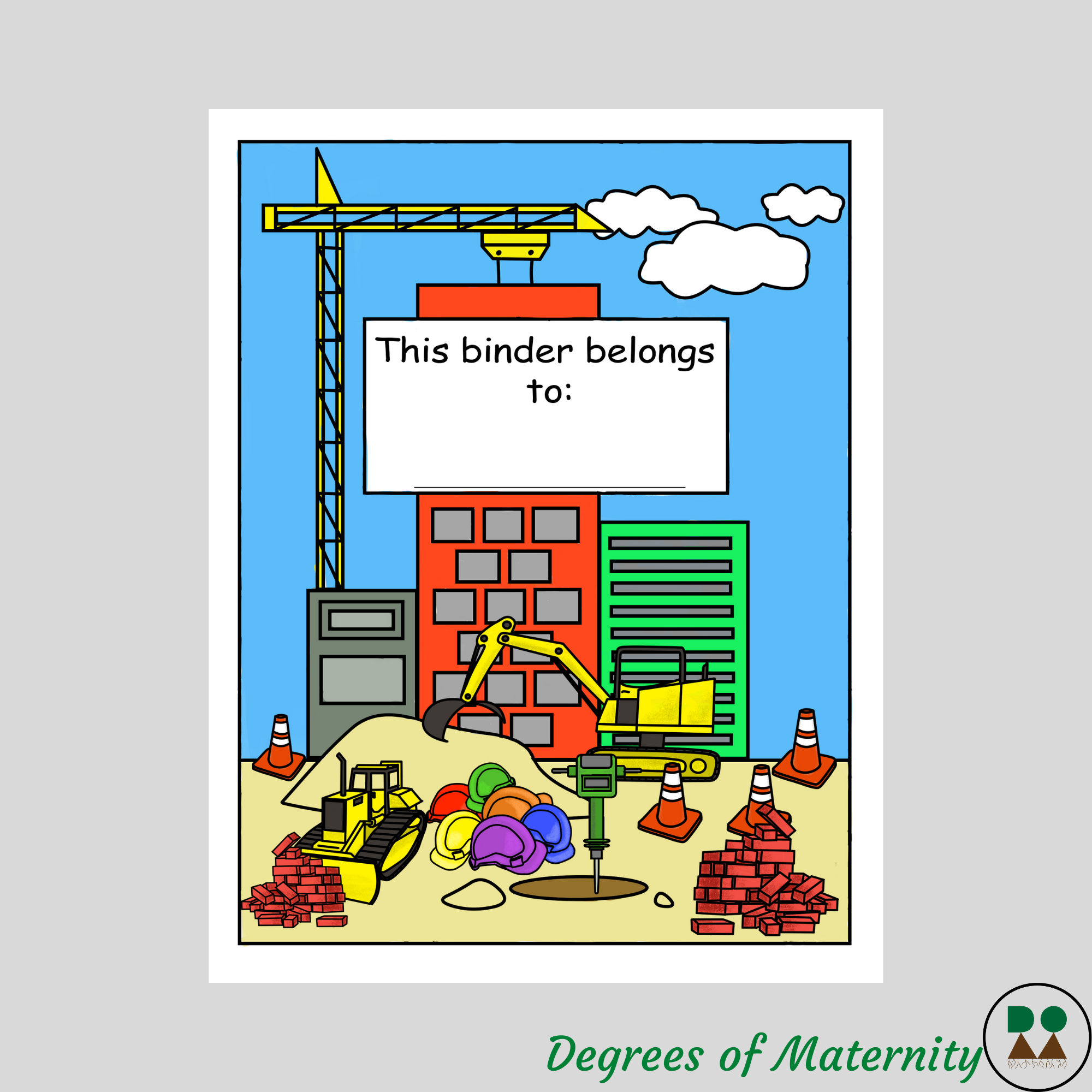 Construction Work-Themed Printable Covers (Binder, Folder, Notebook) in ...