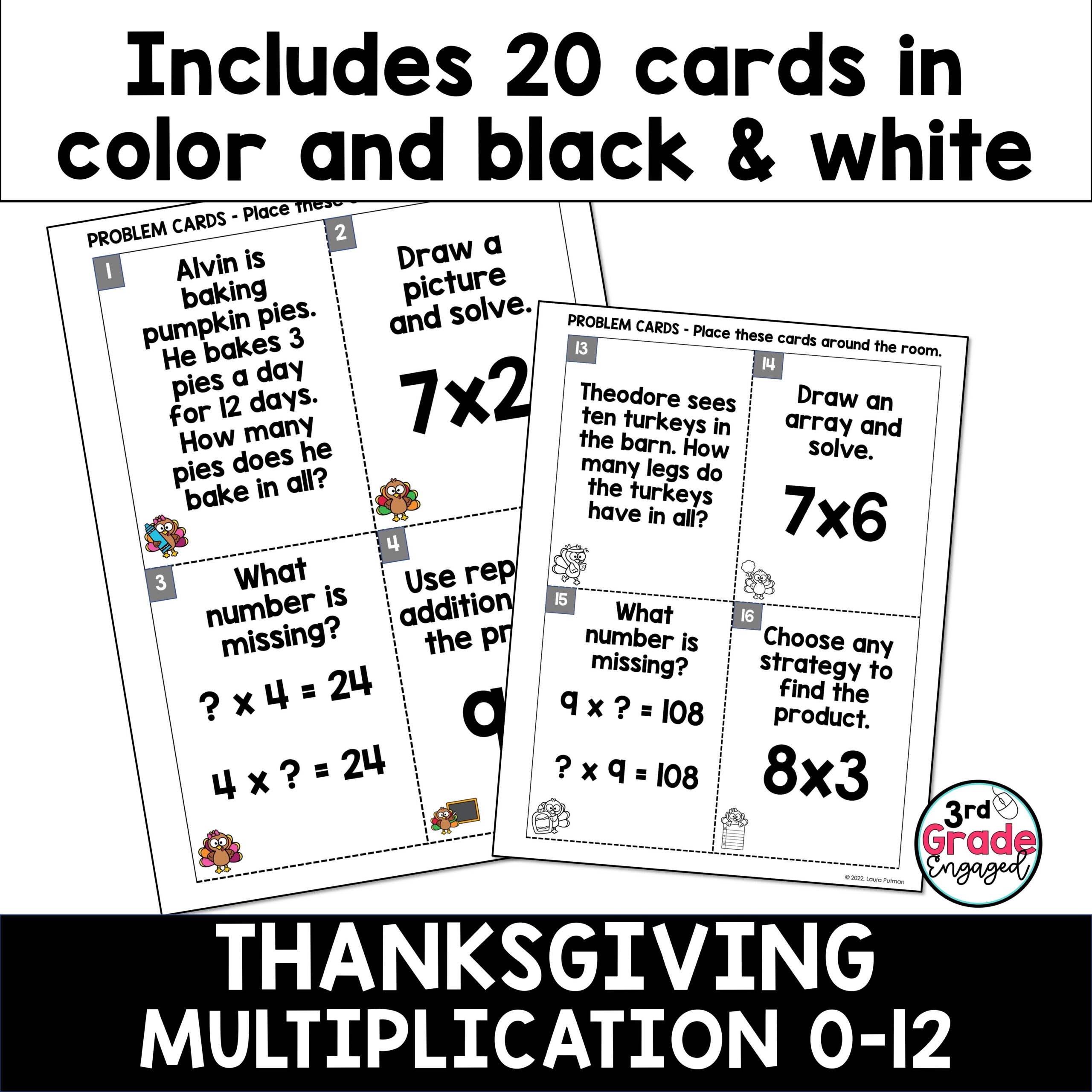 Thanksgiving Math Multiplication Coloring Activities