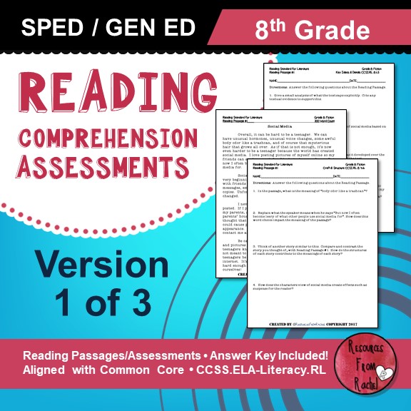 Reading Comprehension Assessment 8th grade volume 1 - Classful