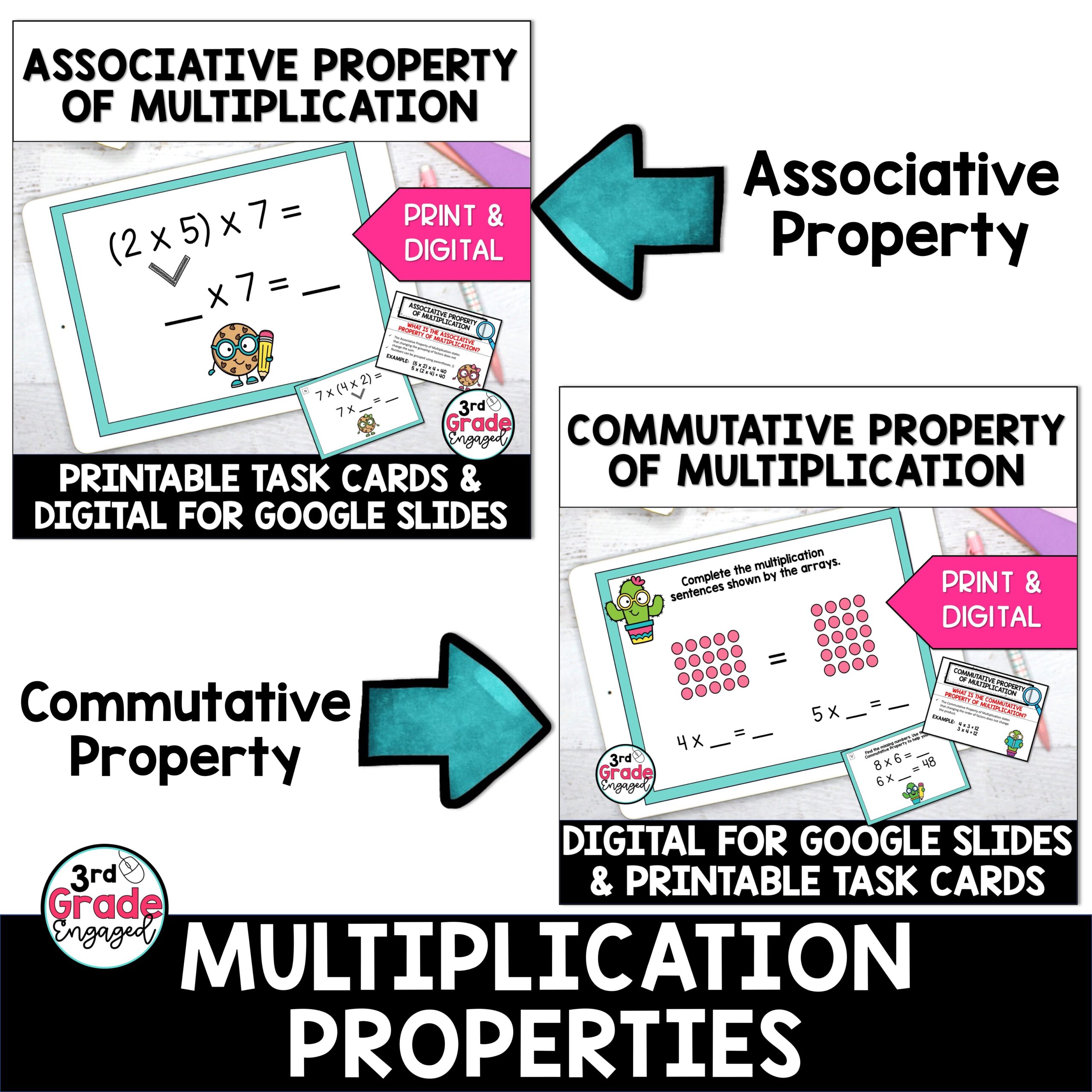 Properties of Multiplication Printable & Digital Task Cards Bundle ...