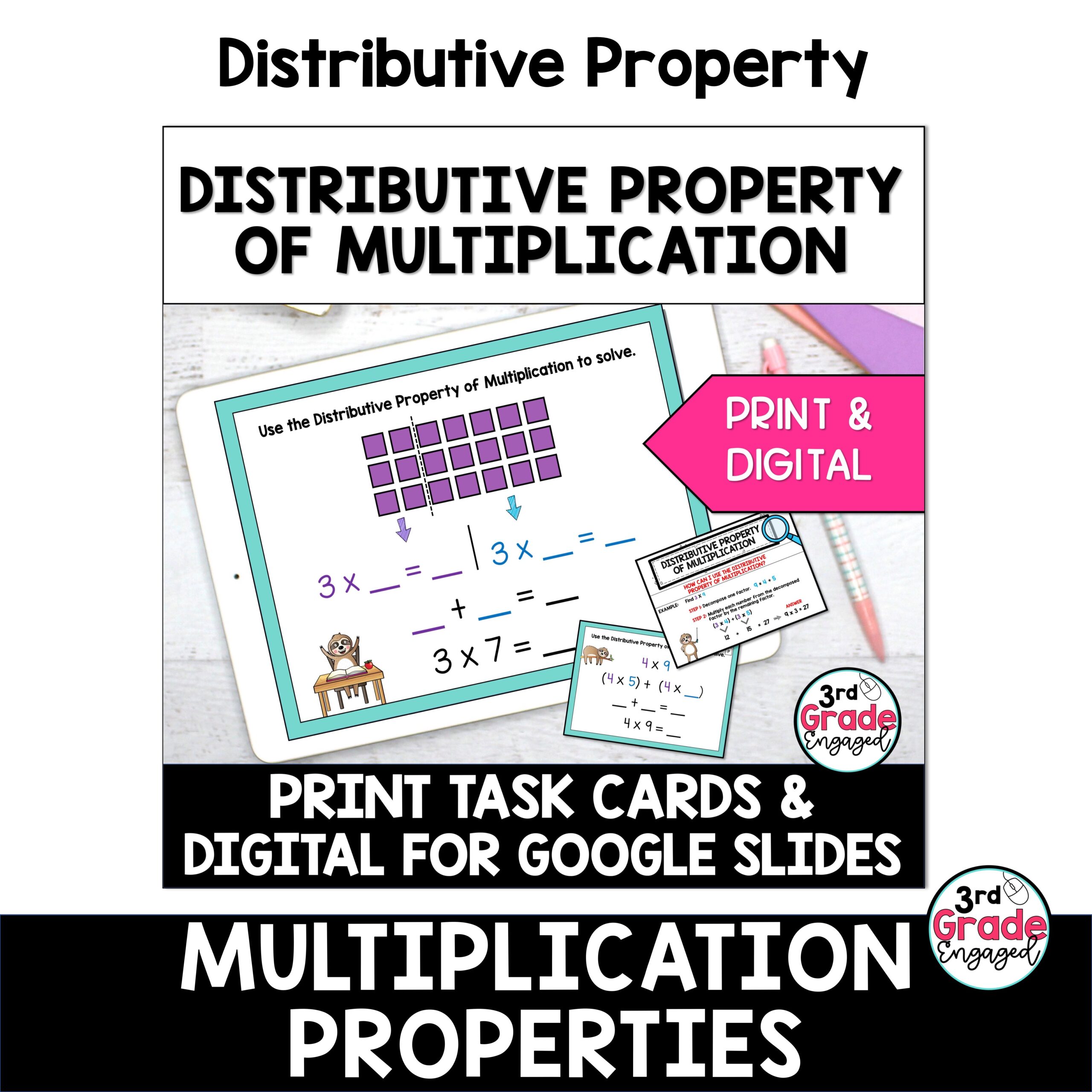Properties of Multiplication Printable & Digital Task Cards Bundle ...