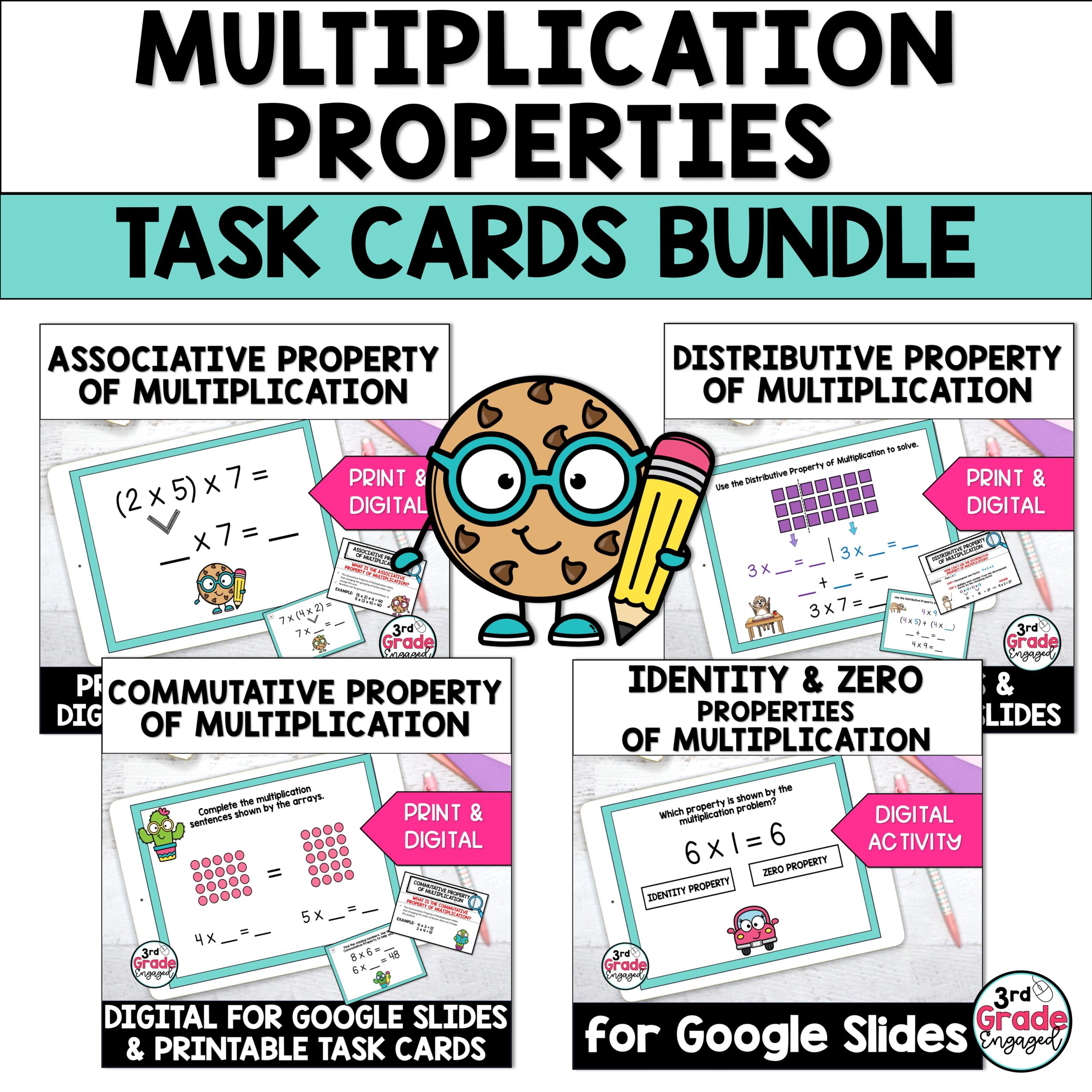Properties of Multiplication Printable & Digital Task Cards Bundle ...