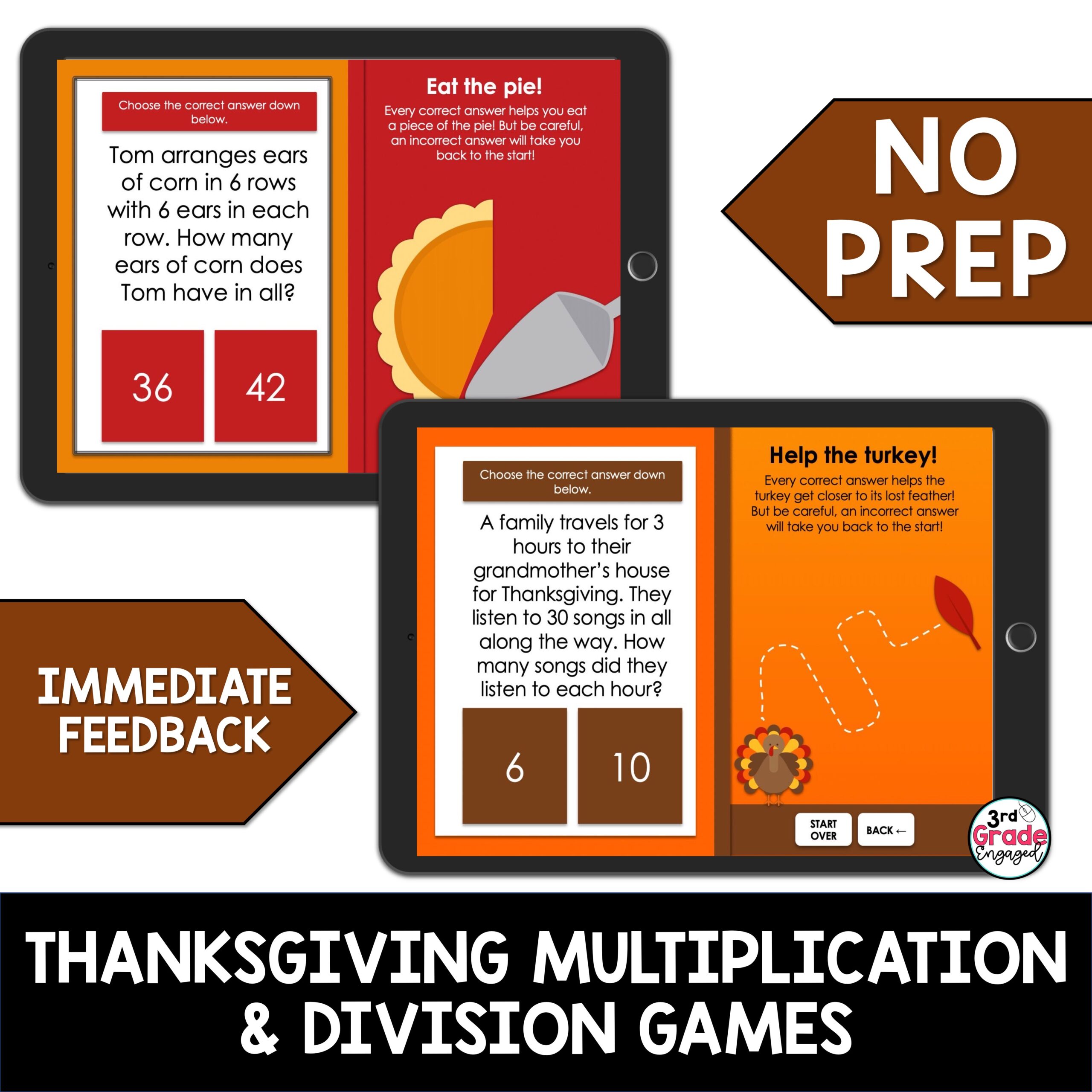 Thanksgiving Multiplication & Division Math Games Bundle for Google ...