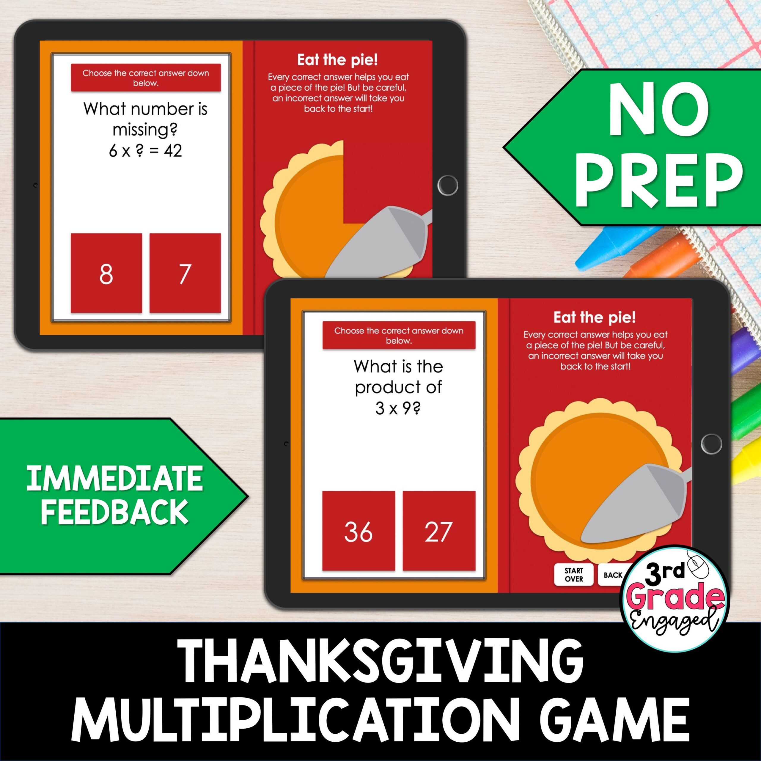 Thanksgiving Multiplication Math Game for PowerPoint™ - Classful