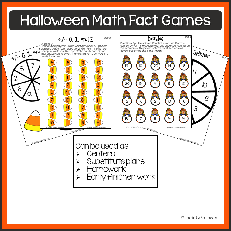 Addition and Subtraction Halloween Math Fact Games- Partner Center ...