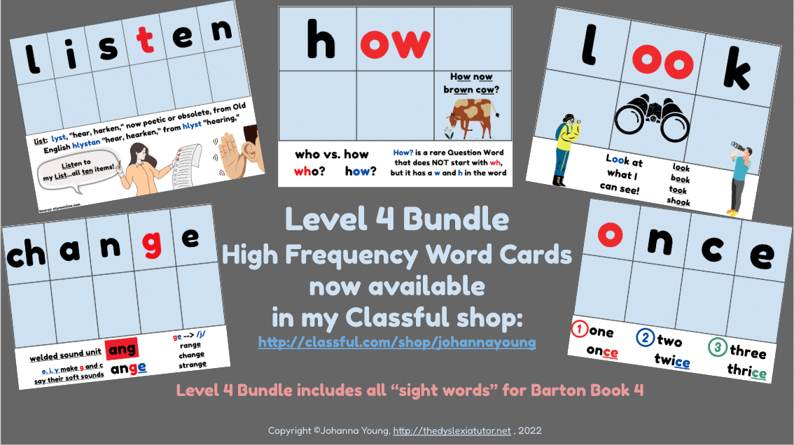 Level 4 Bundle - High Frequency Word Cards (Barton Sight Words) by The ...