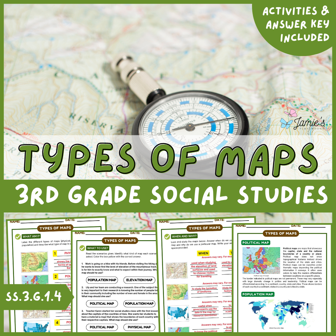 Types Of Maps 3rd Grade Social Studies ACTIVITIES ANSWER KEY