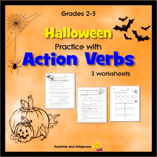 Action Verbs Practice - 3 Halloween themed Worksheets - Grades 2-3 ...