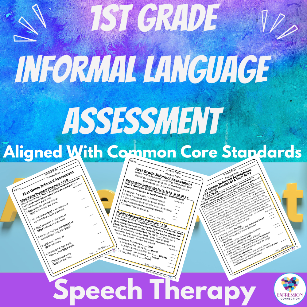 Informal Language Assessment 1st Grade Common Core Aligned Speech ...