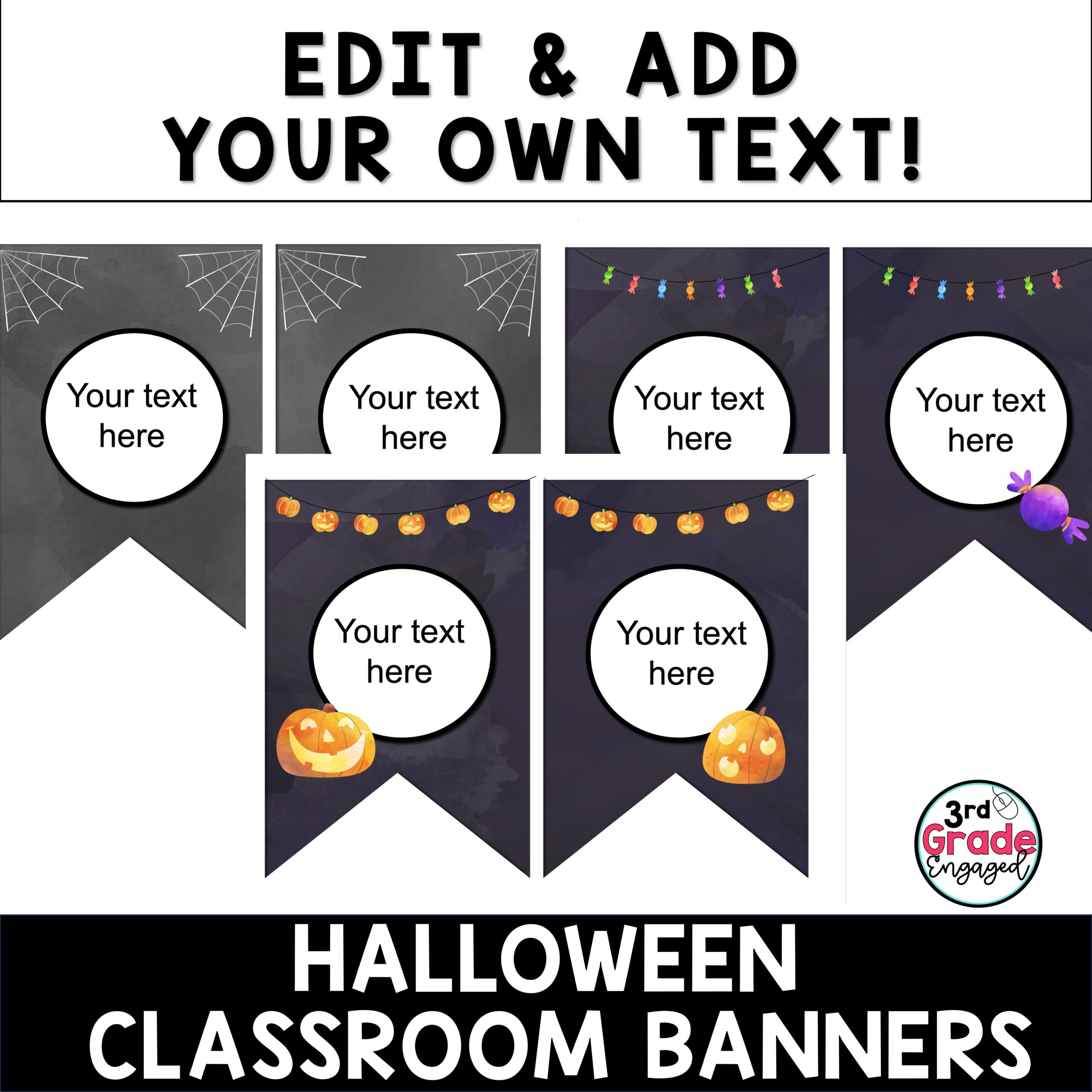 Halloween Editable Banners Classroom Decor - Classful