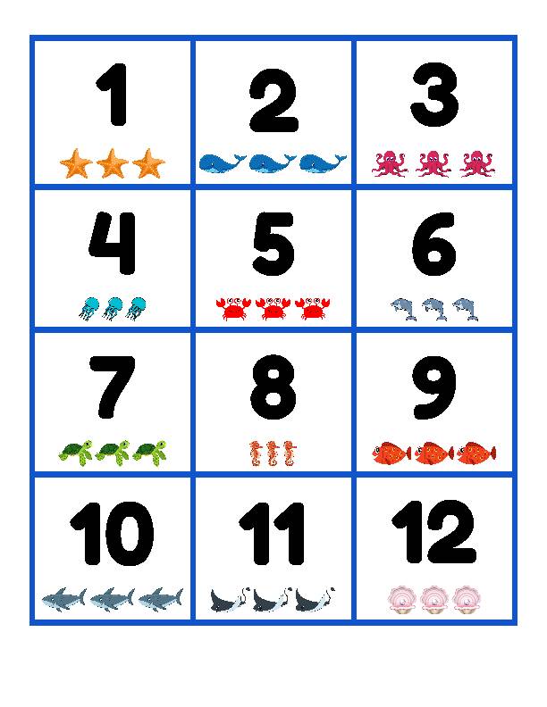 Ocean Themed Calendar Numbers - Classful