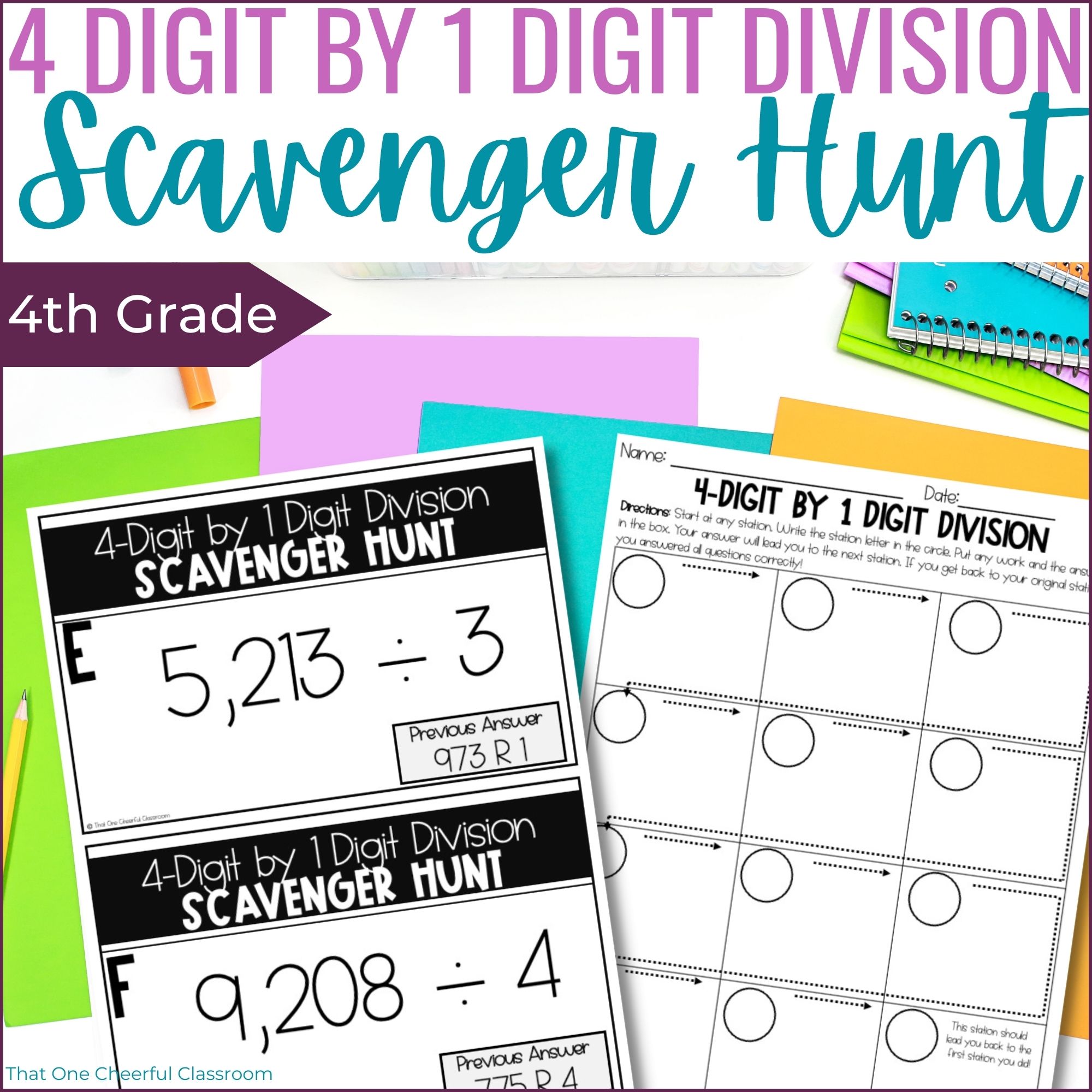 4th Grade 4 Digit By 1 Digit Long Division Math Scavenger Hunt Activity 4th Grade 4 Digit By 1 Digit Long Division Math Scavenger Hunt Activity