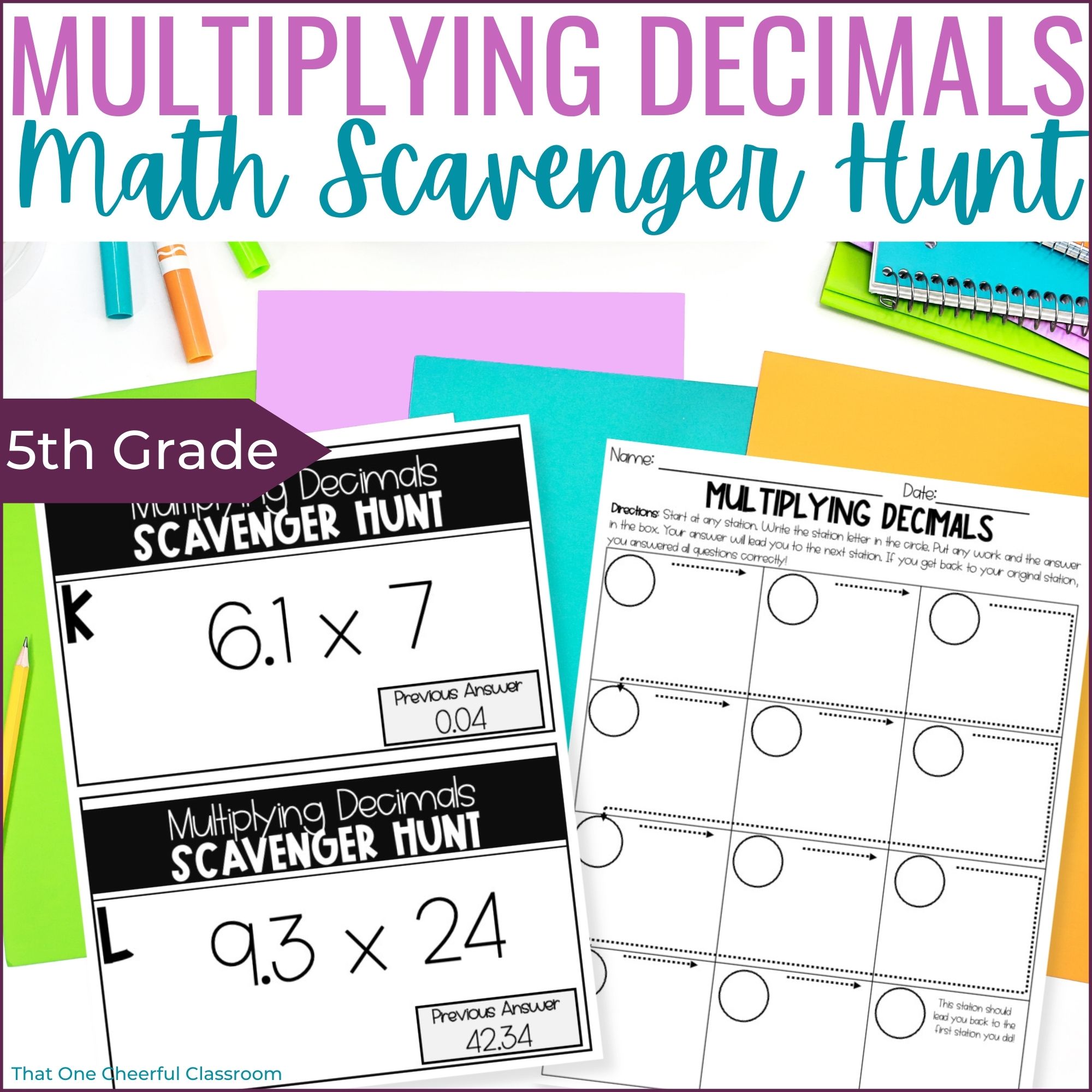 5th Grade Multiplying Decimals to the Hundredths Math Scavenger Hunt ...