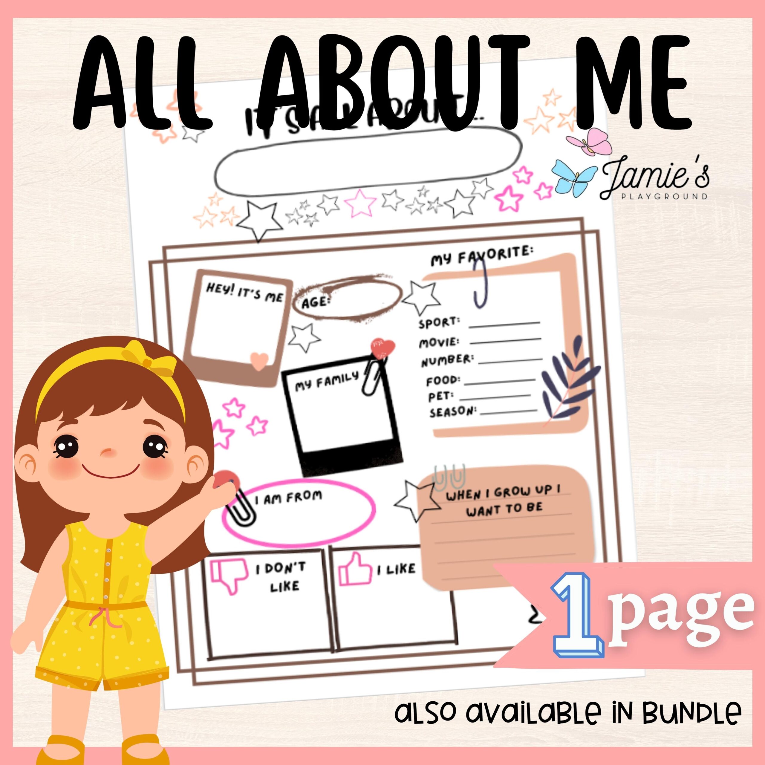 Interactive Back To School Writing Activity- All About Me Worksheet 7 ...