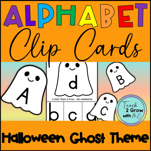 Alphabet Letter Recognition Clip Cards Halloween Ghost Theme ...
