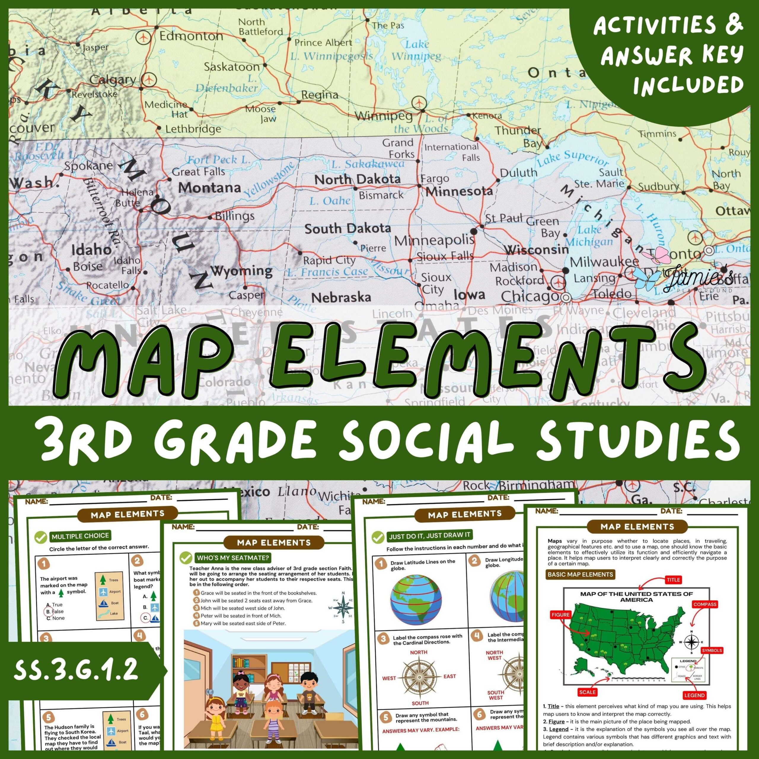 Map Elements 3rd Grade Social Studies ACTIVITIES ANSWER KEY Classful