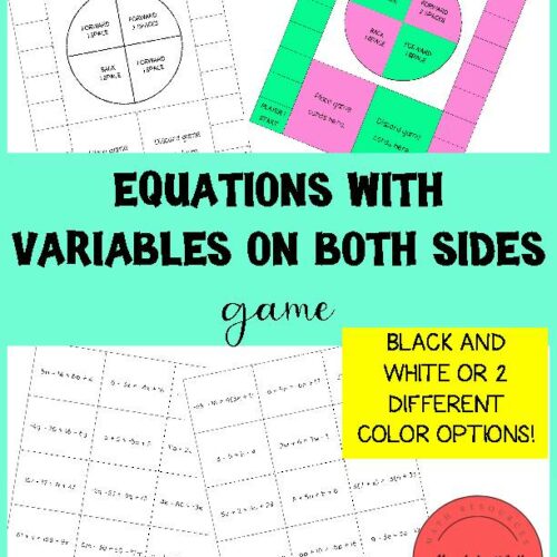 Equations with Variables on Both Sides Card Game - Classful