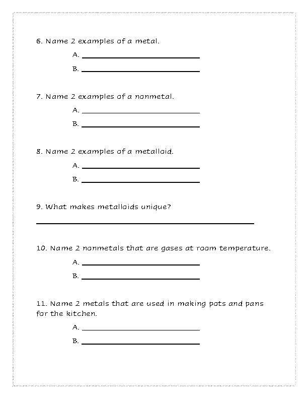 Metals, Non-Metals & Metalloids - Classful
