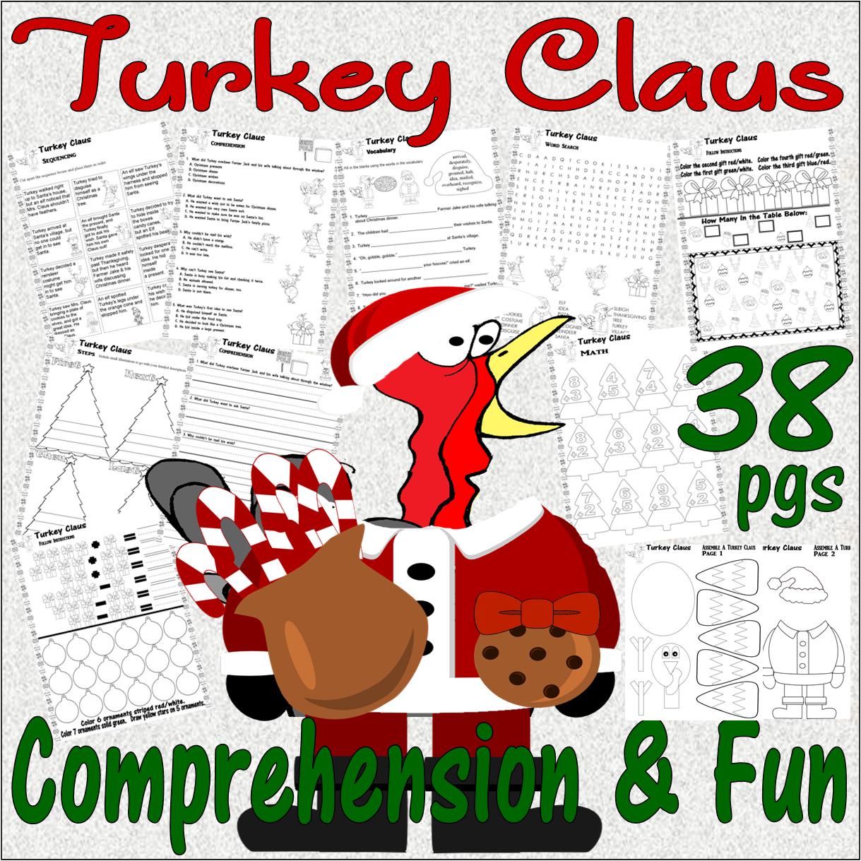 Turkey Claus Christmas Book Study Companion Reading Comprehension ...